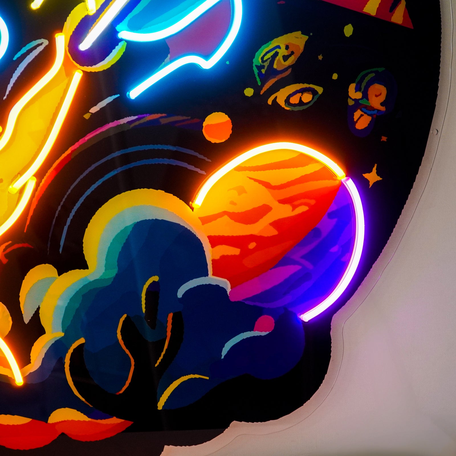 Rocket Launching Universe LED Neon Sign Light Pop Art