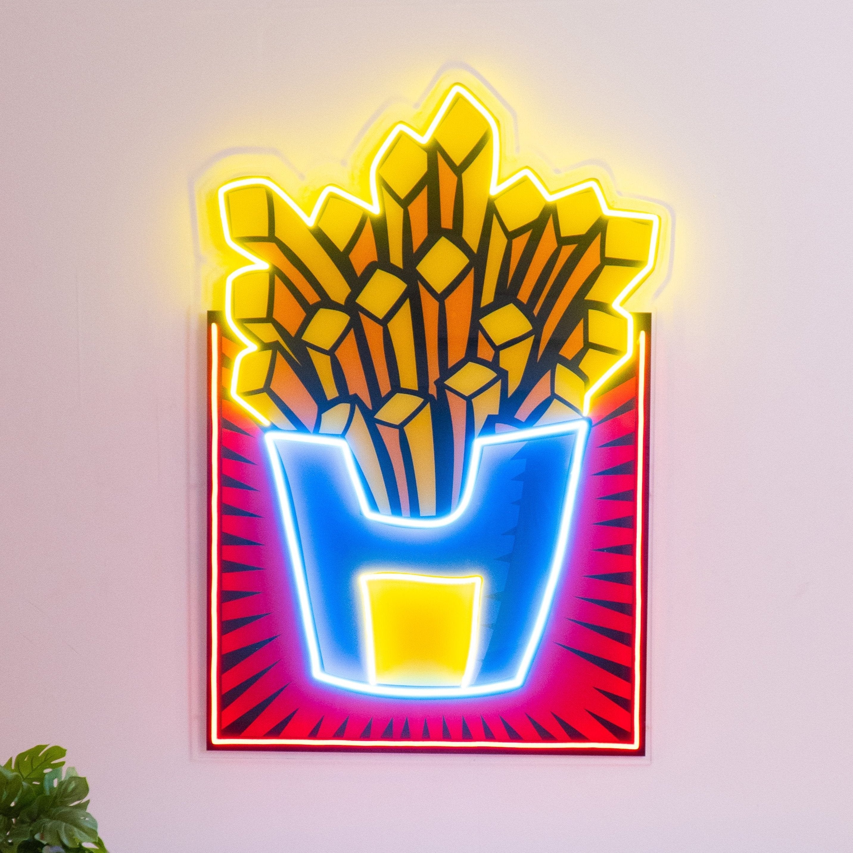 French Fries Led Neon Acrylic Artwork