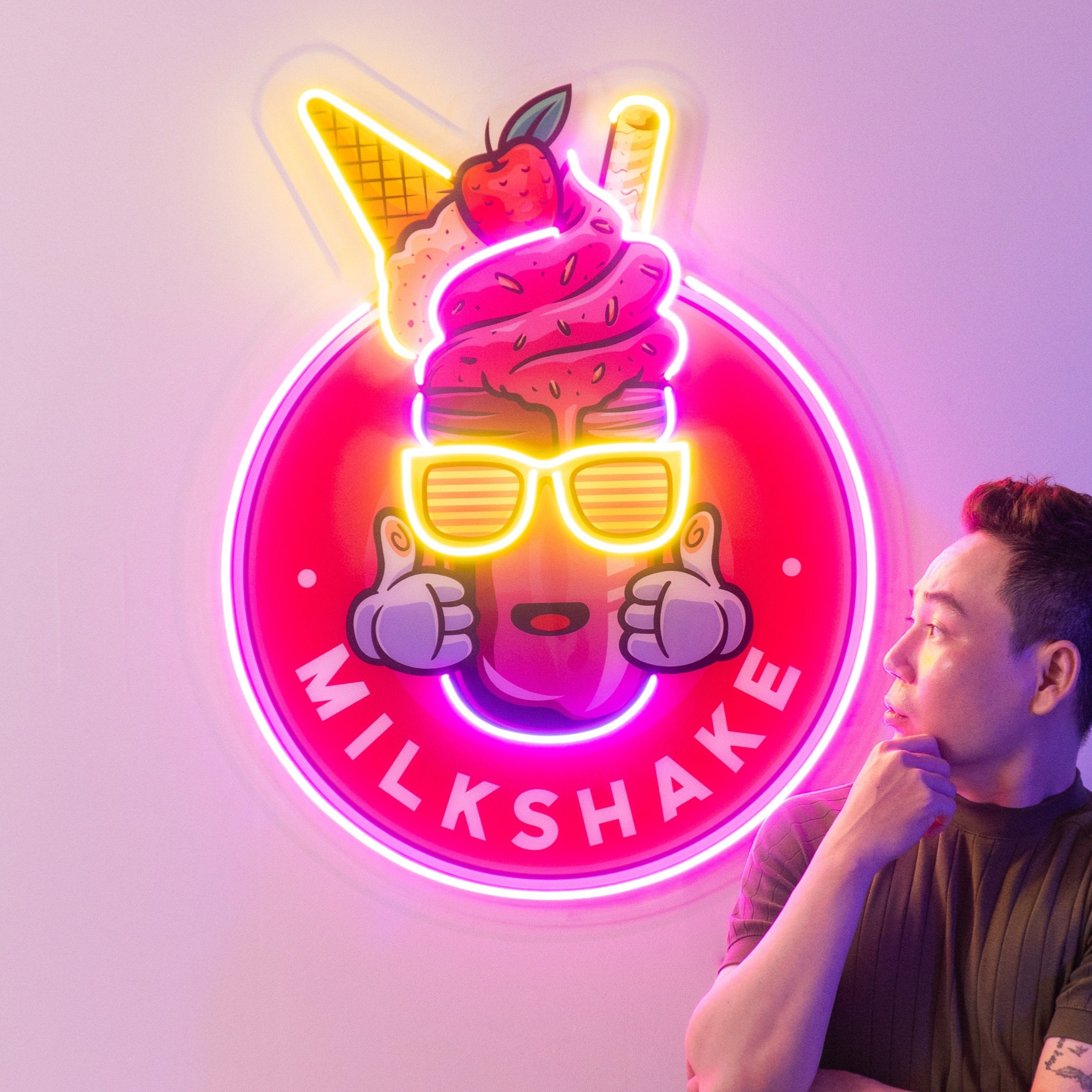 Milkshake Badge LED Neon Sign Light Pop Art