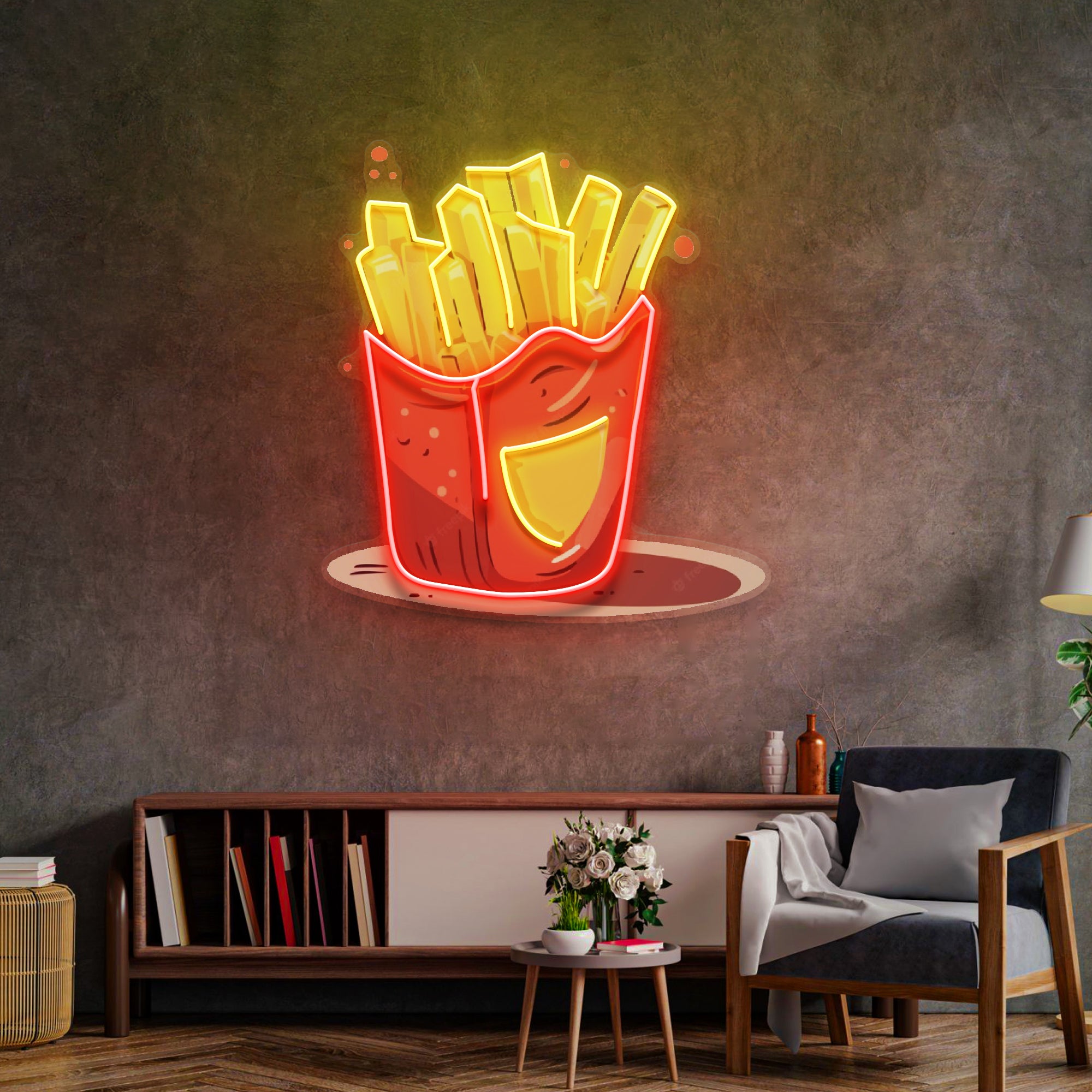 French Fries Potatoes LED Neon Sign Light Pop Art