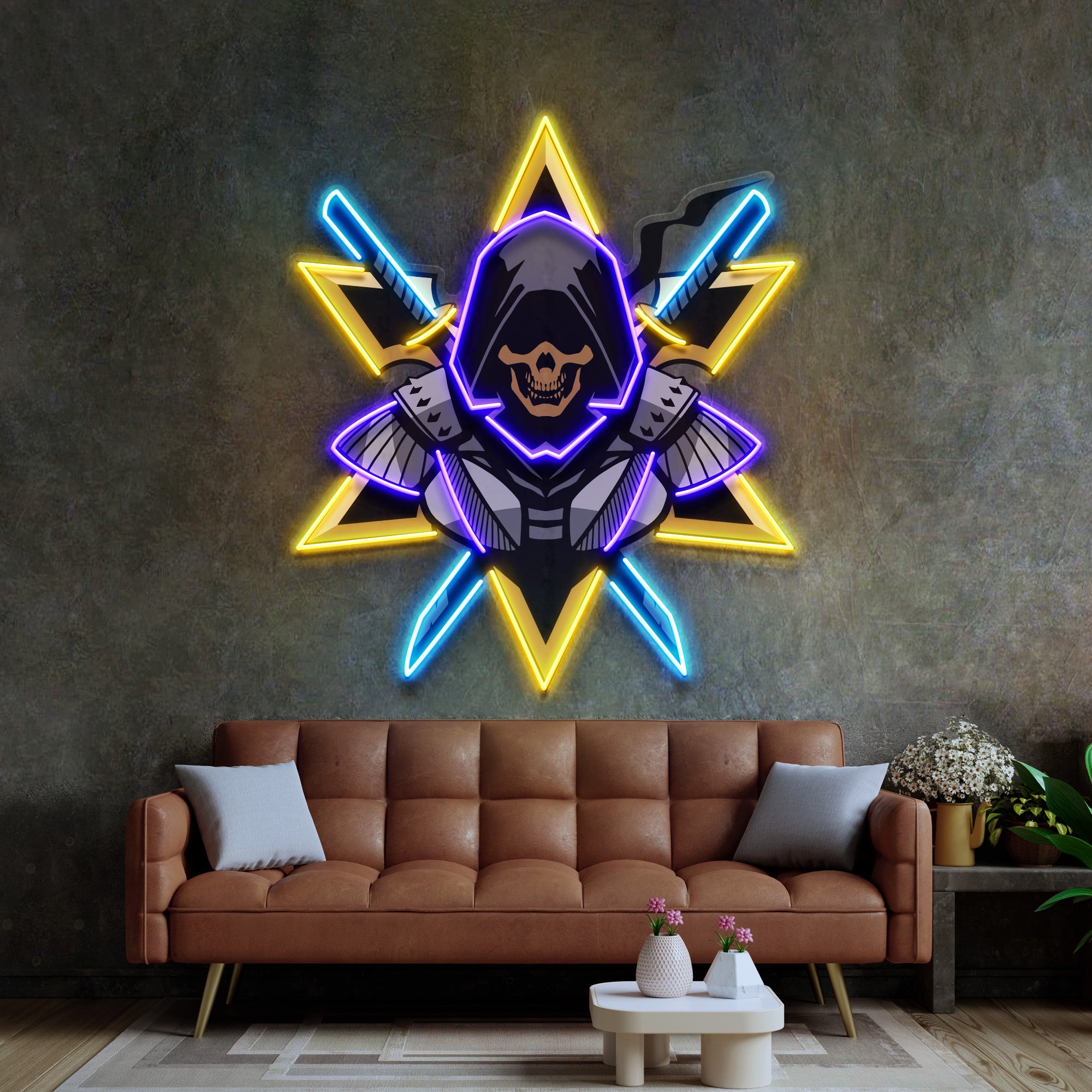 Ninja With Skull Mask LED Neon Sign Light Pop Art