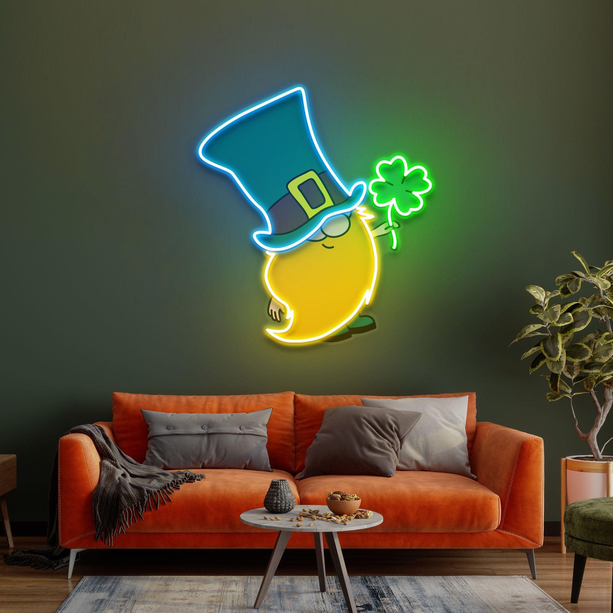 Gnome With Clover Saint Patrick Day LED Neon Signs