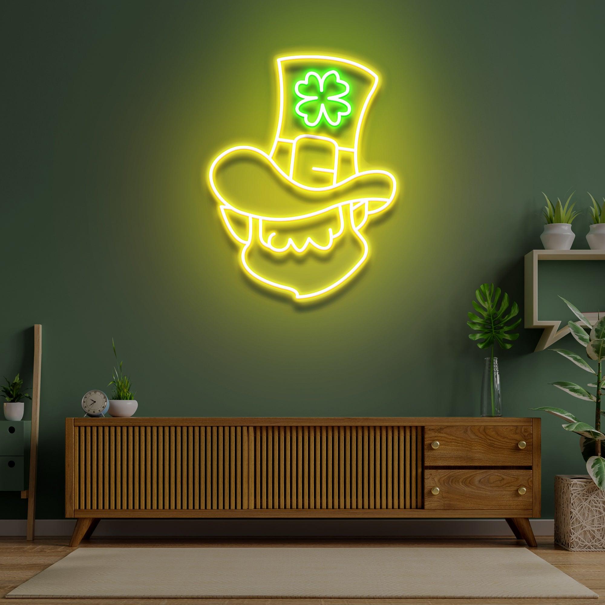 Irish Leprechaun Head Saint Patrick Day LED Neon Signs