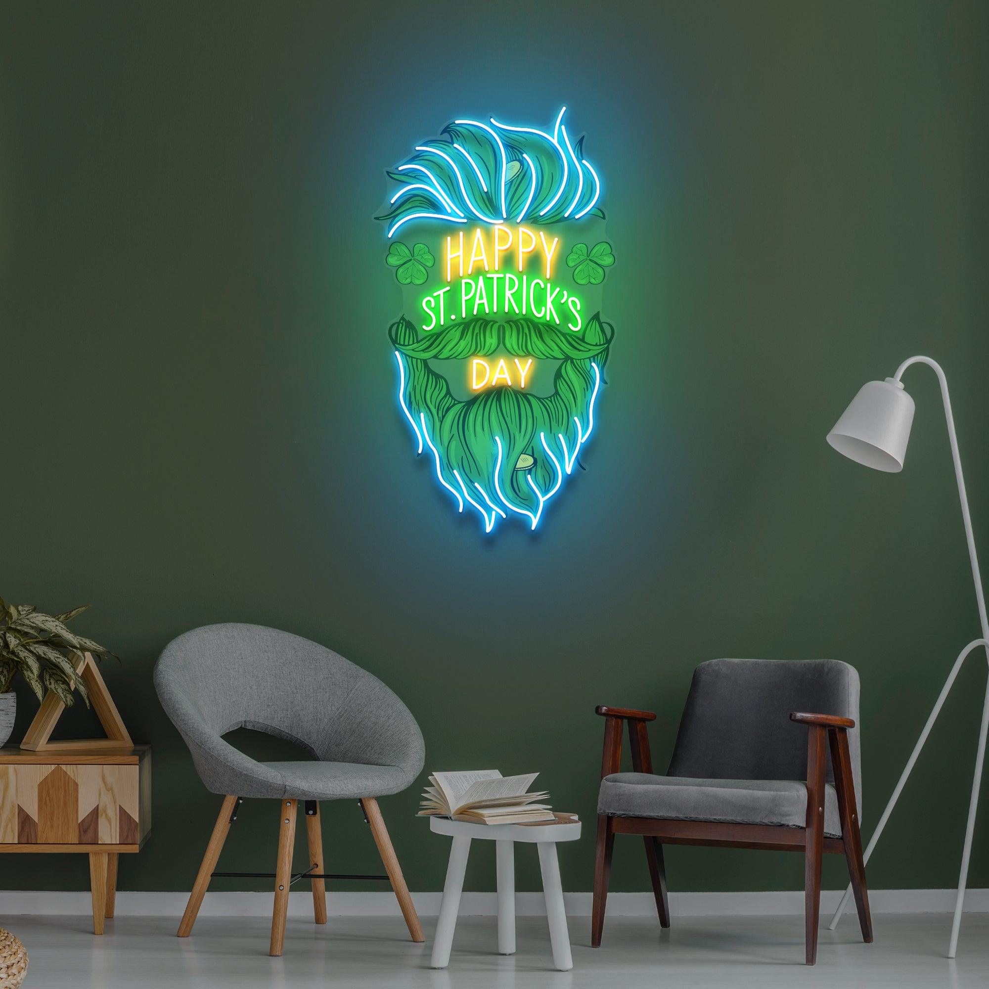 Leprechaun Head Saint Patrick Day LED Neon Signs