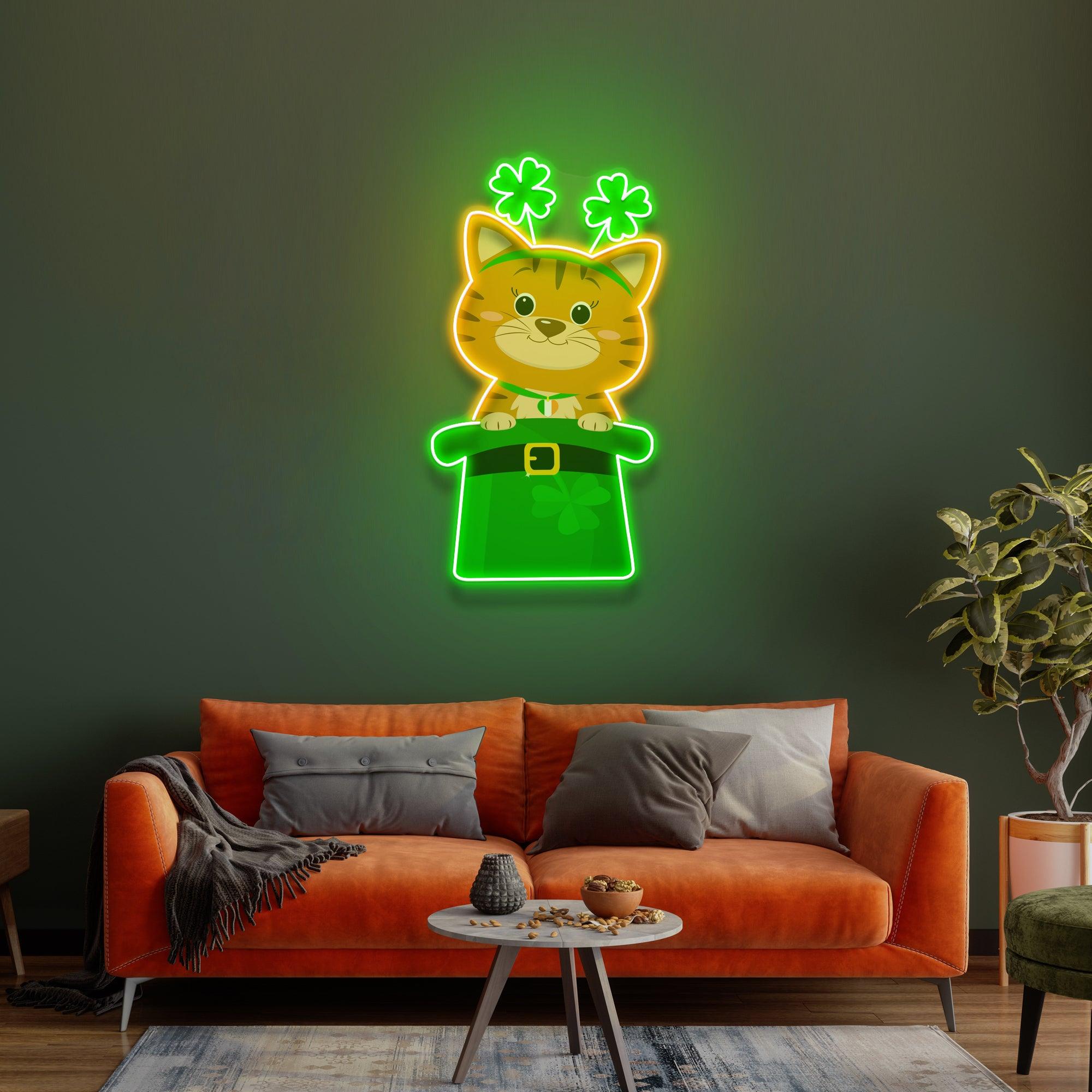 Lucky Kitty Saint Patrick Day LED Neon Signs