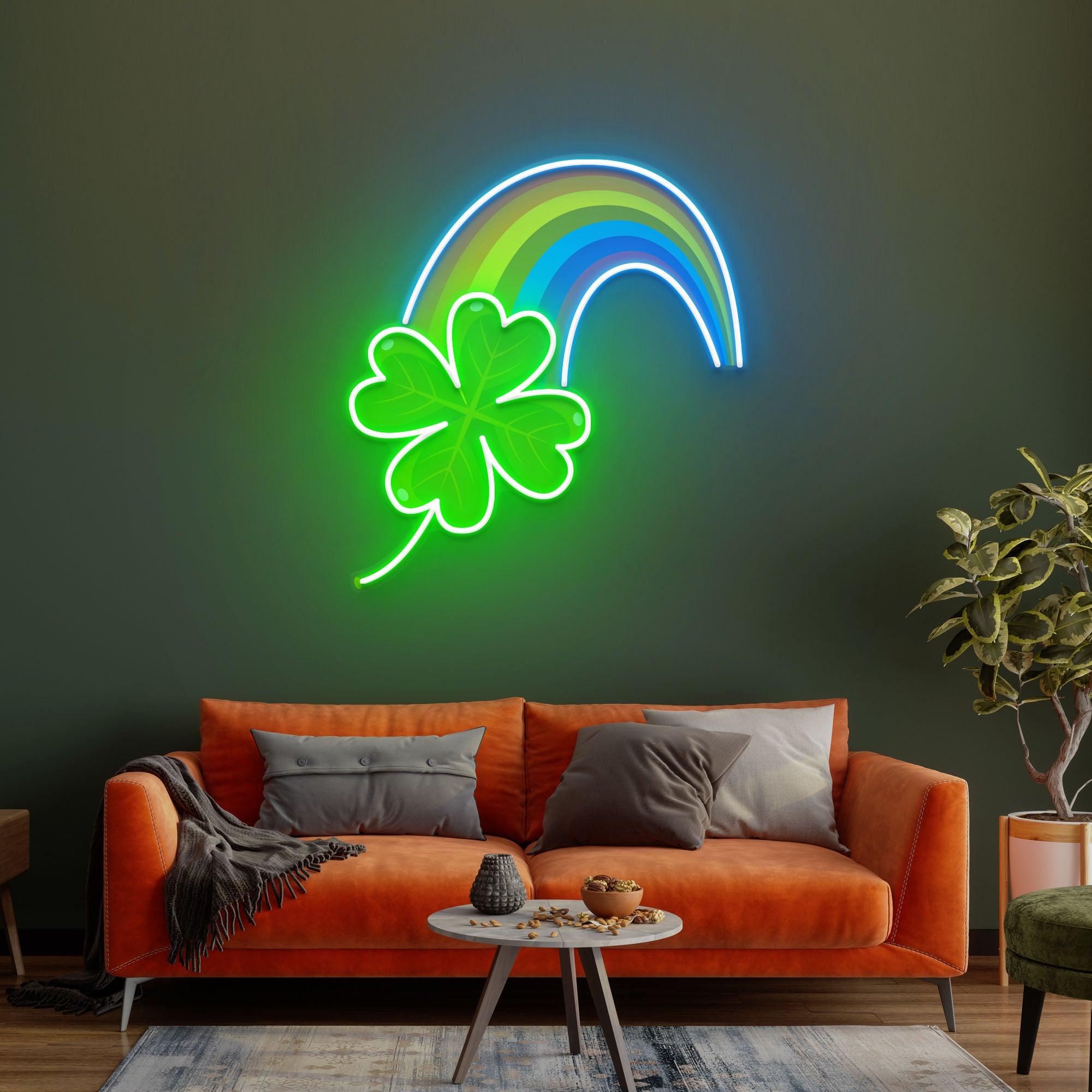 Rainbow Four-leaf Clover St Patrick Day LED Neon Signs