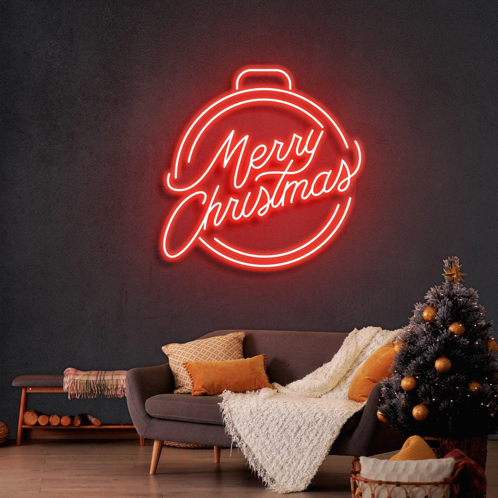 Merry Christmas Ball LED Neon Sign
